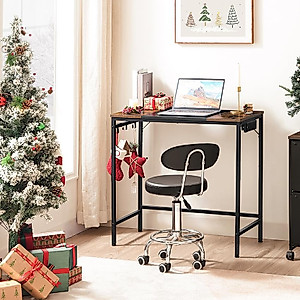 HOOBRO Height Adjustable Rolling Stool, 360° Rotating Drafting Chair, Multi-Purpose Office Desk Chair, Rolling Swivel Salon Stool Chair, for Barber Shop, Nail Salon, Office, Black SB01BY01