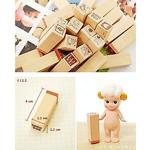 Pack of 25 Pcs Small Heart Shape Wooden Rubber Stamps with Box for DIY Craft Card and Photo Album (Red)