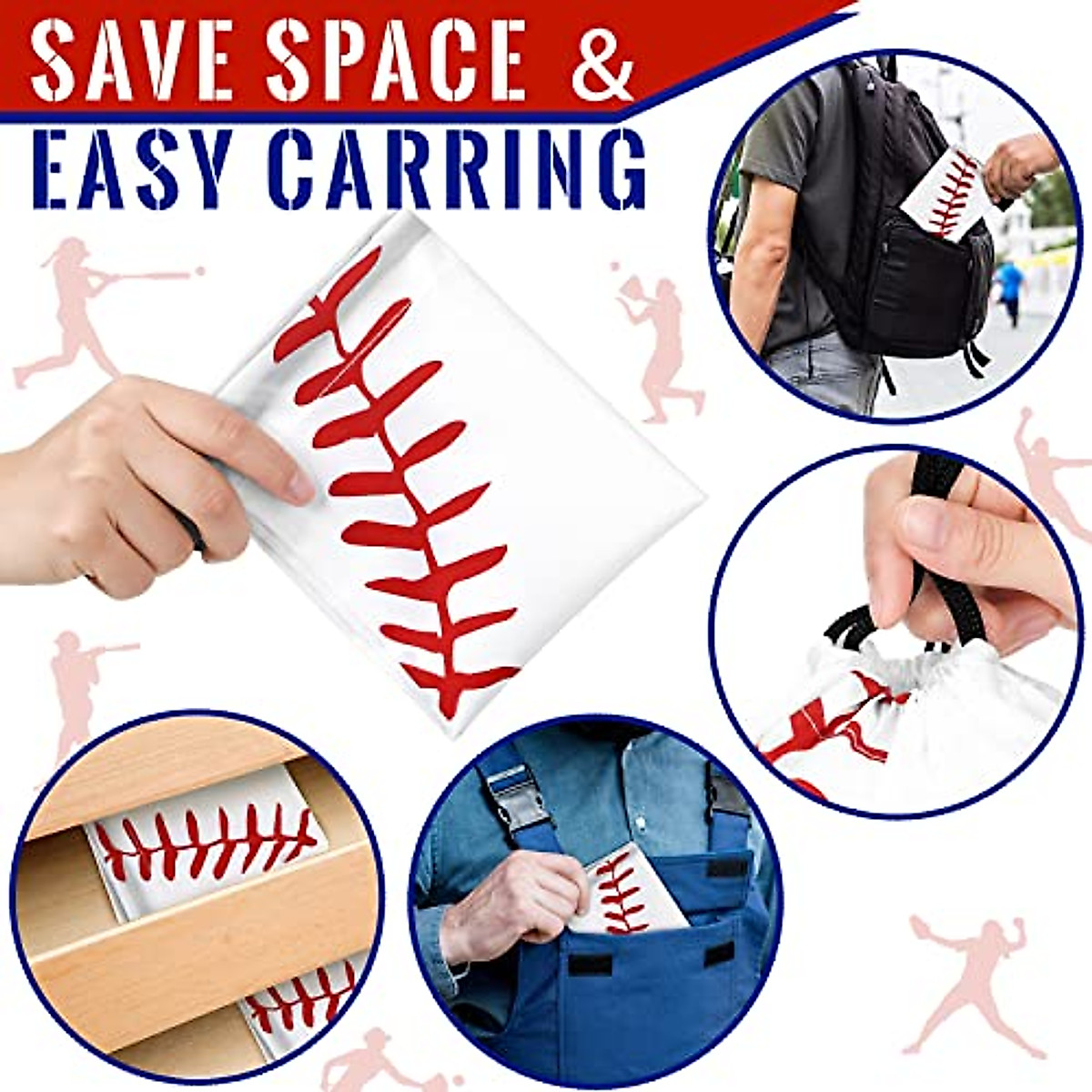 12 Pieces Small Sport Drawstring Bags Candy Bag Sport Party Drawstring Goodie Favor Bags Supplies Gifts(Baseball Style,10 x 12 Inch)