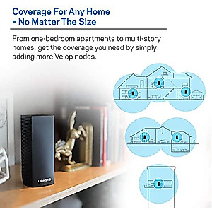 Linksys Velop Intelligent Mesh WiFi System Tri-Band, 1-Pack Black (AC2200)
