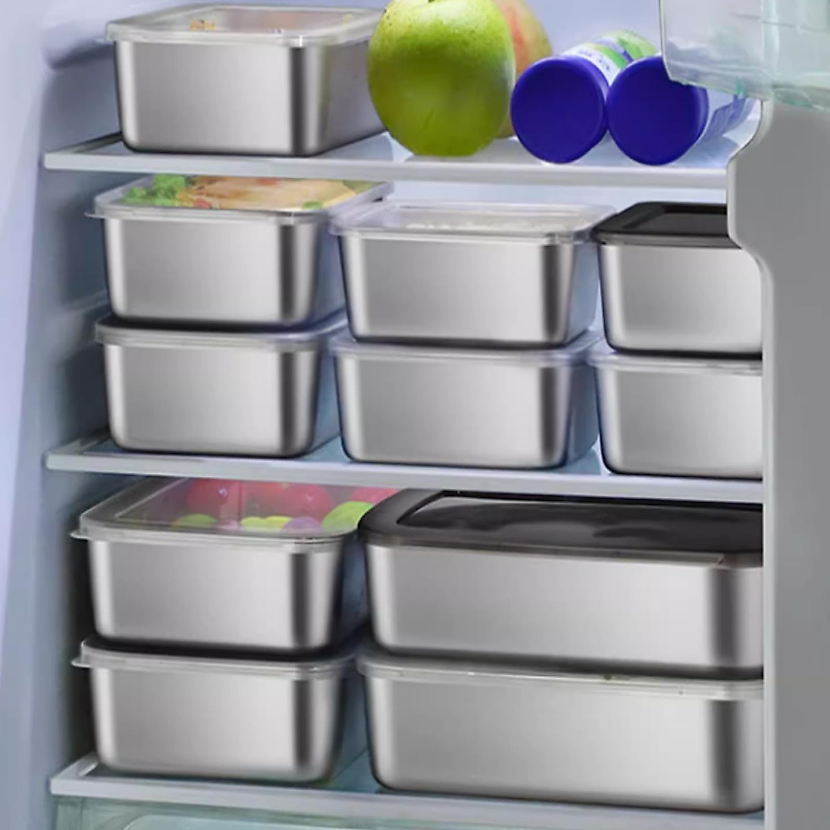 GRZJOPP 6Pcs Stainless Steel Snack Containers Small Food Storage Containers with Lids Perfect Metal Food Containers Prep Bowl Sets for Fruit Candy Nut