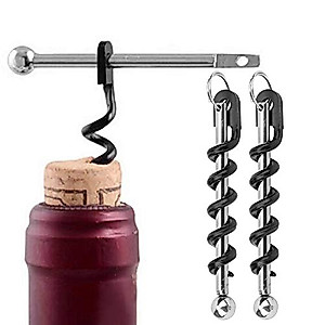 2Pcs Portable Stainless Steel Wine Beer Bottle Openers with Keychain Multi‑Functional Corkscrews for Home Kitchens,Cafes, Restaurants,Outdoor Picnics,Camping and Parties Black