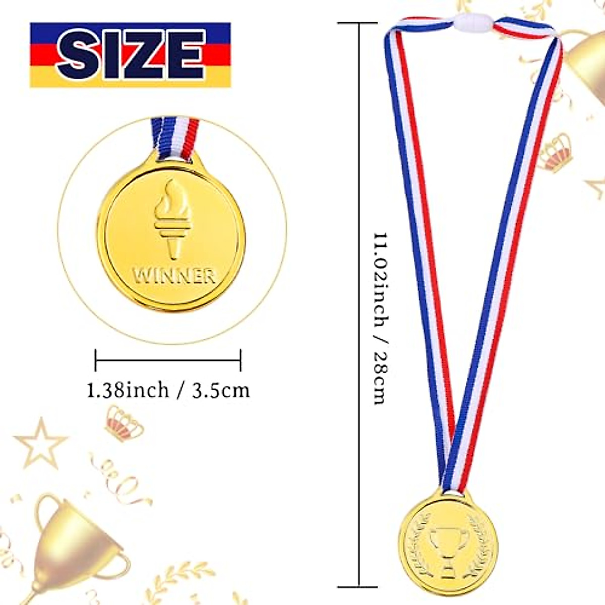 Caydo 72 Pieces Children's Gold Plastic Winner Award Medals for Kids Party Favor Decorations and Sports