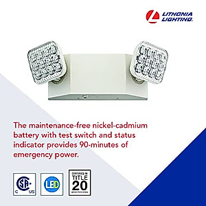 Lithonia Lighting EU2C M6 Emergency Light with 2 LED Lamps, Square, Ivory White