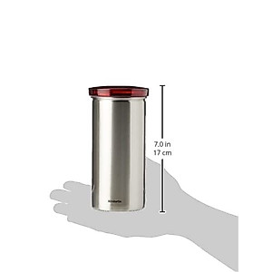 Brabantia Senseo Coffee Pod Storage Jar with Senseo Imprint with Matt Steel Fingerprint Proof Red Lid