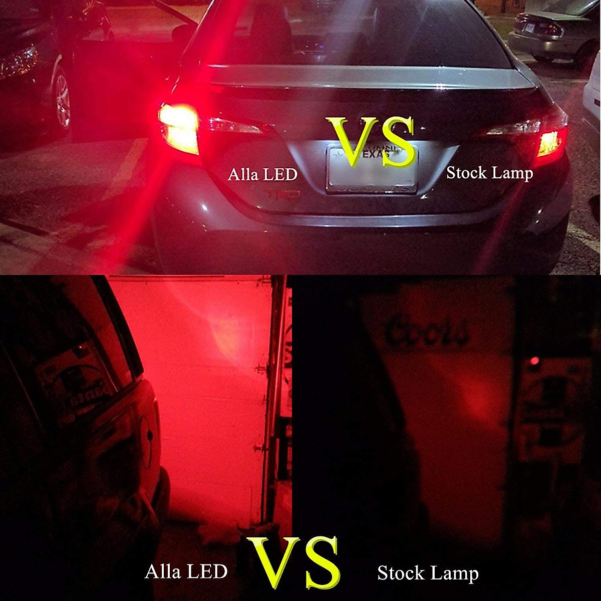 Alla Lighting Newly Upgraded 3156 3157 Red LED Bulbs, Brake Stop Tail, Turn Signal Lights for Cars, Trucks, Motor, Super Bright 3056 3057 4157 3047 LL 4057 3457-K-X 12V SMD LED Lamps