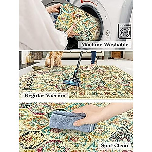 Lahome 6x9 Washable Area Rugs for Living Room, Large Bedroom Rug Soft Colorful Dining Room Mat, Transitional Printed Indoor Non Slip Accent Carpet for Nursery Office Coffee Table Home Office