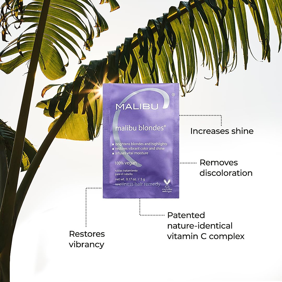 Malibu C Mini Rehab Malibu Blondes - Contains 2 Hair Remedy Packets - Vitamin Complex Hair Remedy to Restore Hair Vibrancy - Hair Care for Natural & Processed Blondes