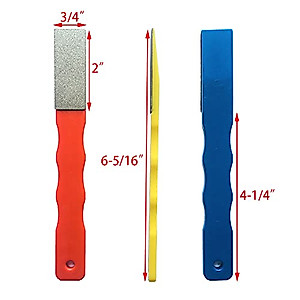 OSFTBVT Diamond Color Coded Mini Diamond Hone Kit 3Grits #220,400,600 Flat Hand File Knife Sharpener Red/Yellow/Blue - 3pcs