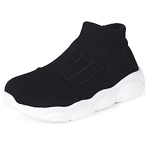 Baby Shoes Girls Boys Toddler Socks Breathable Baby Slippers Infant First Walking Sneaker Non Slip Soft Rubber Sole,Black