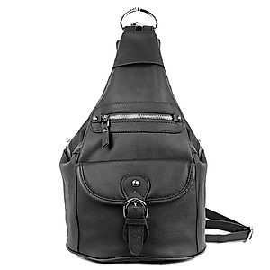 Roma Leathers Concealment Backpack - Premium Black Cowhide Leather - Dual Entry Gun Compartment - YKK Locks - Metal Zippers - Convertible Straps - Multi Pocket Shoulder Bag - Designed in the U.S.A.
