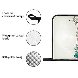 Teal Floral Oven Mitts and Pot Holders Sets,Multi-Function Kitchen Pot Holders with Pocket (4 Pcs)