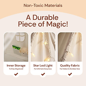 Kids Teepee Tent for Kids - with Light String | Kids Play Tent | Toddler Teepee Shelter for Girls & Boys