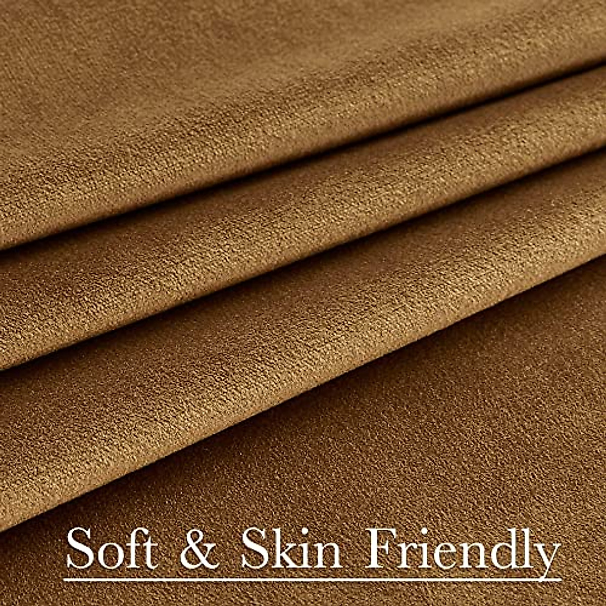 StangH Velvet Curtains 84 inches - Gold Brown Blackout Thermal Insulated Window Drapes for Living Room, Back Tab Luxury Home Decor Curtains for Bedroom Sliding Door, W52 x L84, 2 Panels