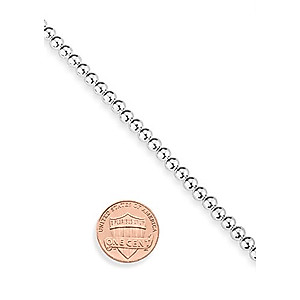 Miabella Italian 925 Sterling Silver Handmade 4mm Bead Ball Strand Chain Necklace for Women, Made in Italy (Length 18 Inches (Small))