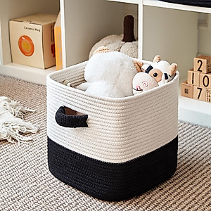 R RUNKA Storage Cube Baskets for Organizing-3 Pack - 11 inch Square Baskets for Cube Storage Closet Storage Bins- Woven Cube Storage Bins for Shelves- Cube Drawer-Toy Storage |White & Black