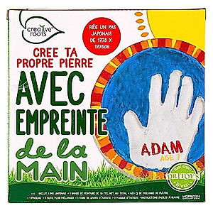 Creative Roots Handprint Stepping Stone, Includes 7-Inch Ceramic Stepping Stone & 6 Vibrant Paints, Garden Stepping Stone Kit, Paint Your Own Stepping Stone, DIY Stepping Stone for Kids Ages 8+ Red