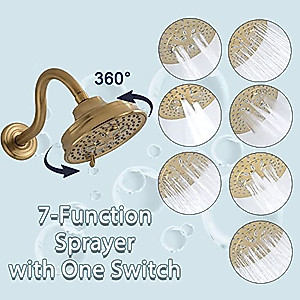 Bathroom Shower Only Faucet with Valve Brushed Gold, DAYONE Wall Mounted Shower Fixtures Complete Mixer, Single Function Shower Trim Kit Set, DAY152BTG