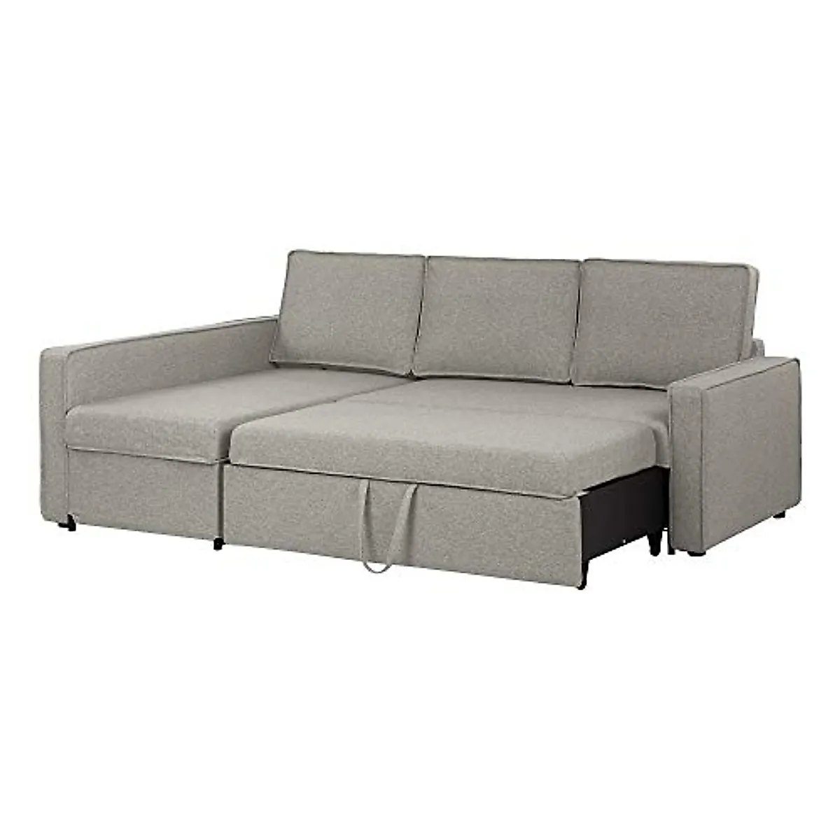 South Shore Live-It Cozy Sectional Sofa-Bed with Storage, Gray Fog