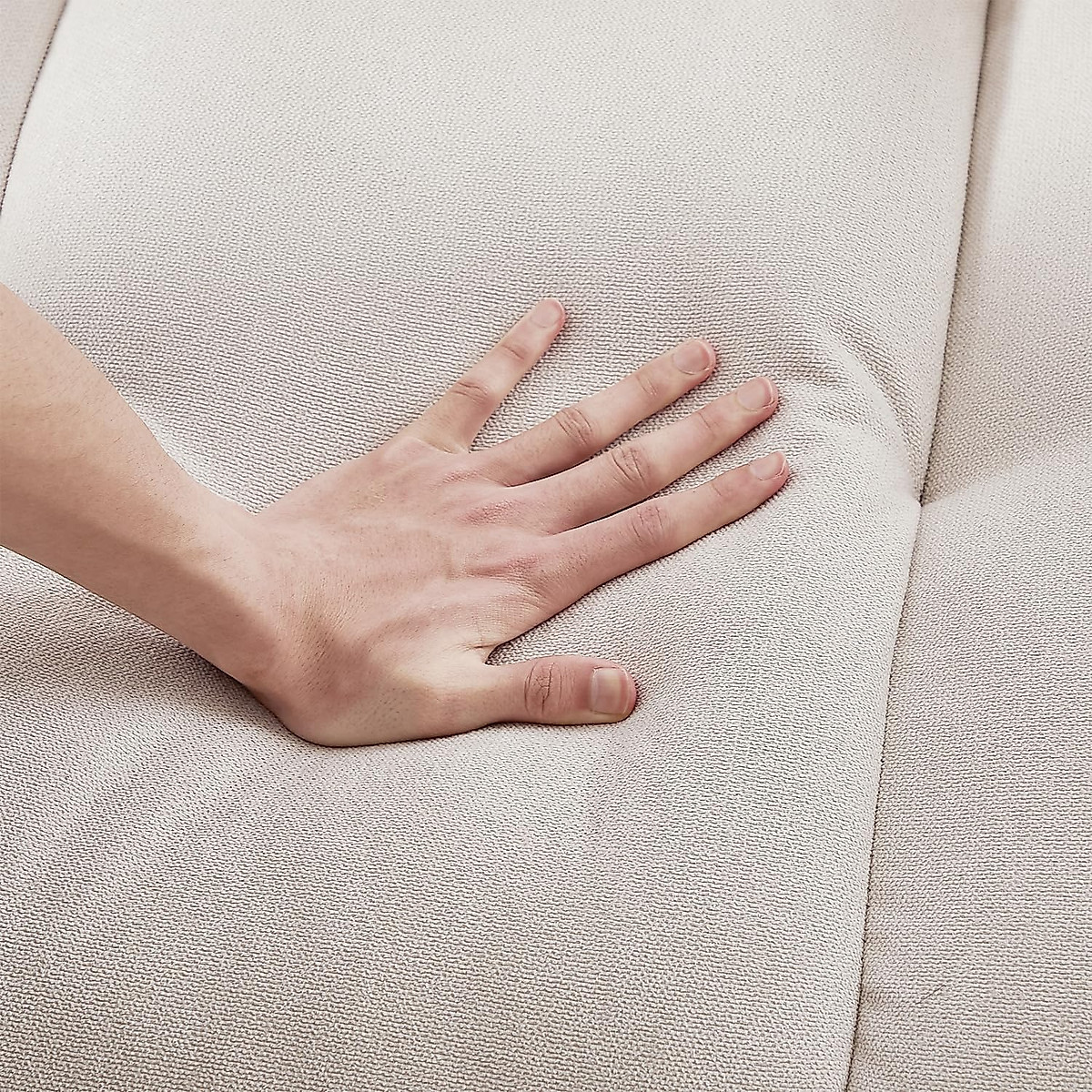 Modern Corduroy Futon Sofa Bed, Convertible Folding Sleeper Sofa, Adjustable Backrest Memory Foam Couch Double Loveseat,Split Leisure Chair & Double Lounge Chair,Accent Chair (Light Ivory)