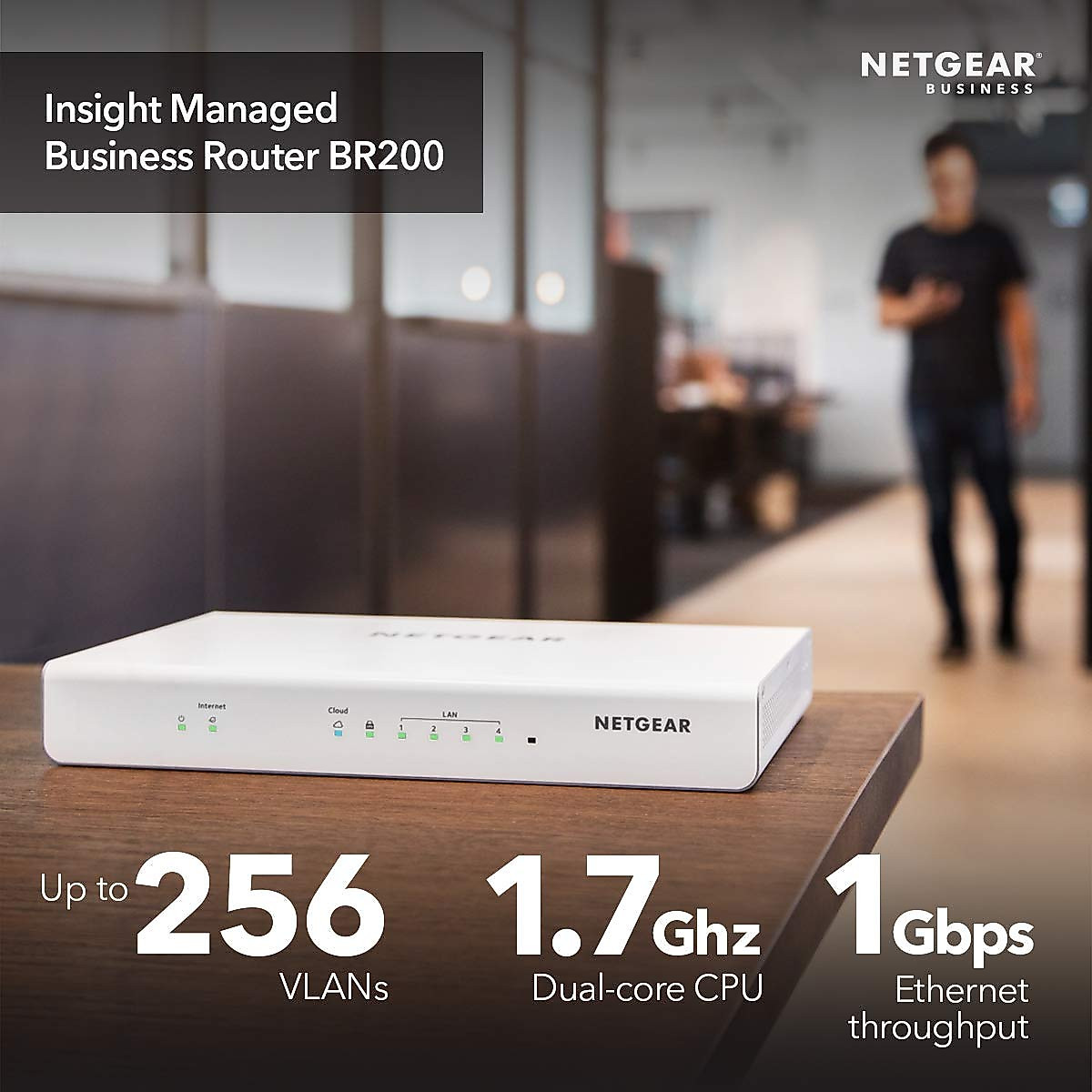 NETGEAR Insight Managed VPN Business Router (BR200) - Site-to-Site Secure VPN |Up to 256 VLANs | Supports OpenVPN and IPsec |Network Firewall Security | 4 x 1G Ethernet Ports (Renewed)