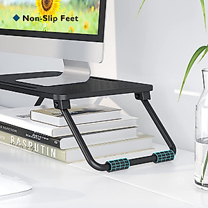 BONTEC 2 Pack Monitor Stand Riser, 4.72" High Monitor Stand for Desk, Computer Monitor Riser Stand with Mesh Platform for Laptop, Computer, iMac, PC up to 33LBS/15KG, Cable Ties Included