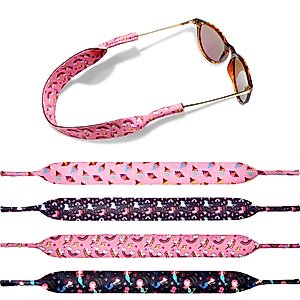 Weewooday 4 Pieces Kids Eyeglass Strap Glasses Holder Sunglasses Lanyard Retainer (Ice Cream, Unicorn, Mermaid)