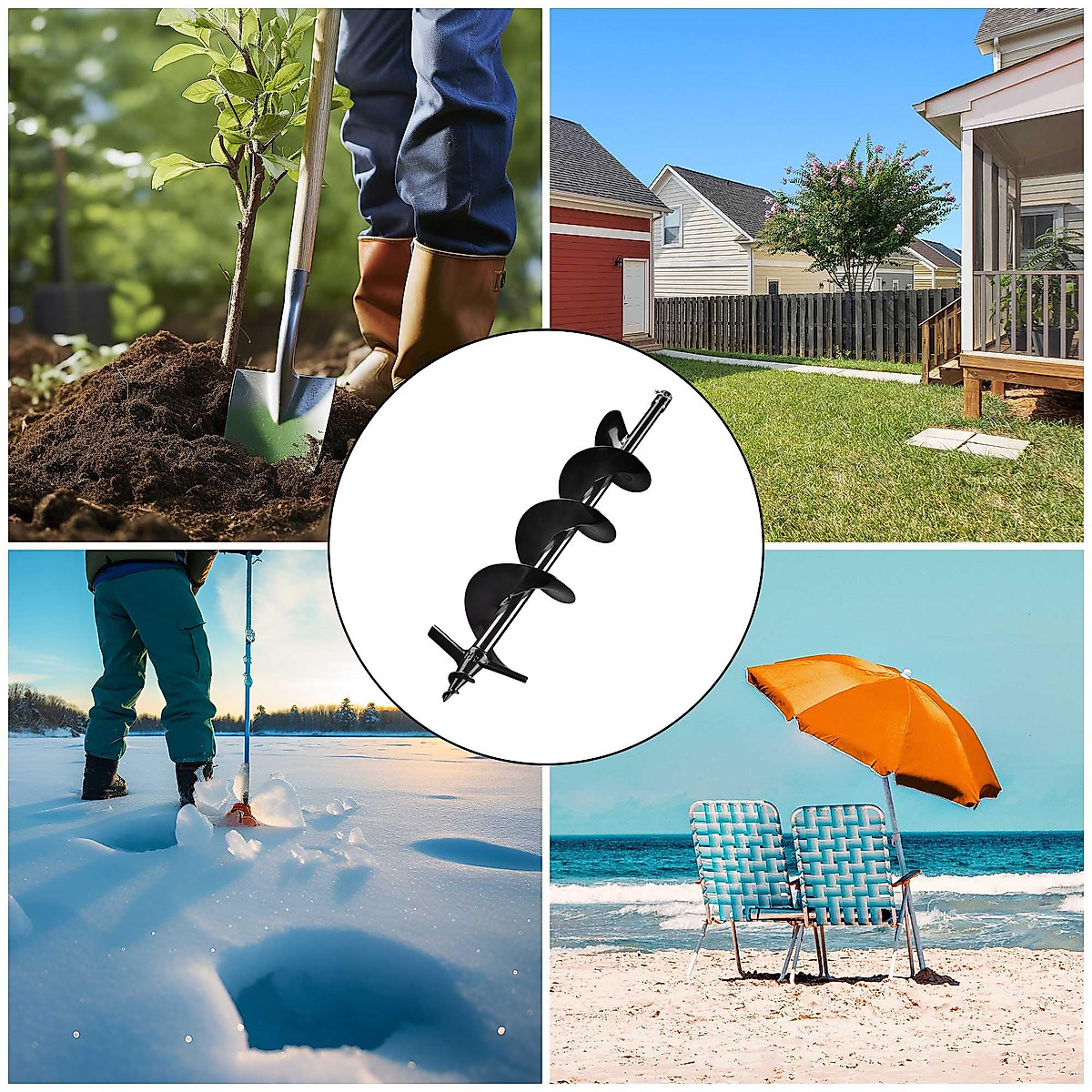 YesHom 6" Earth Auger Drill Bit for Planting Flower Fence Post Hole Digger Gardening DIY Projects