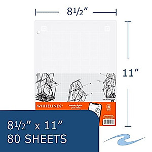 ROARING SPRING Whitelines Engineering Pad, Digitally Download Your Notes with FREE App, Premium Gray Paper, 8.5" x 11" 80 Sheets
