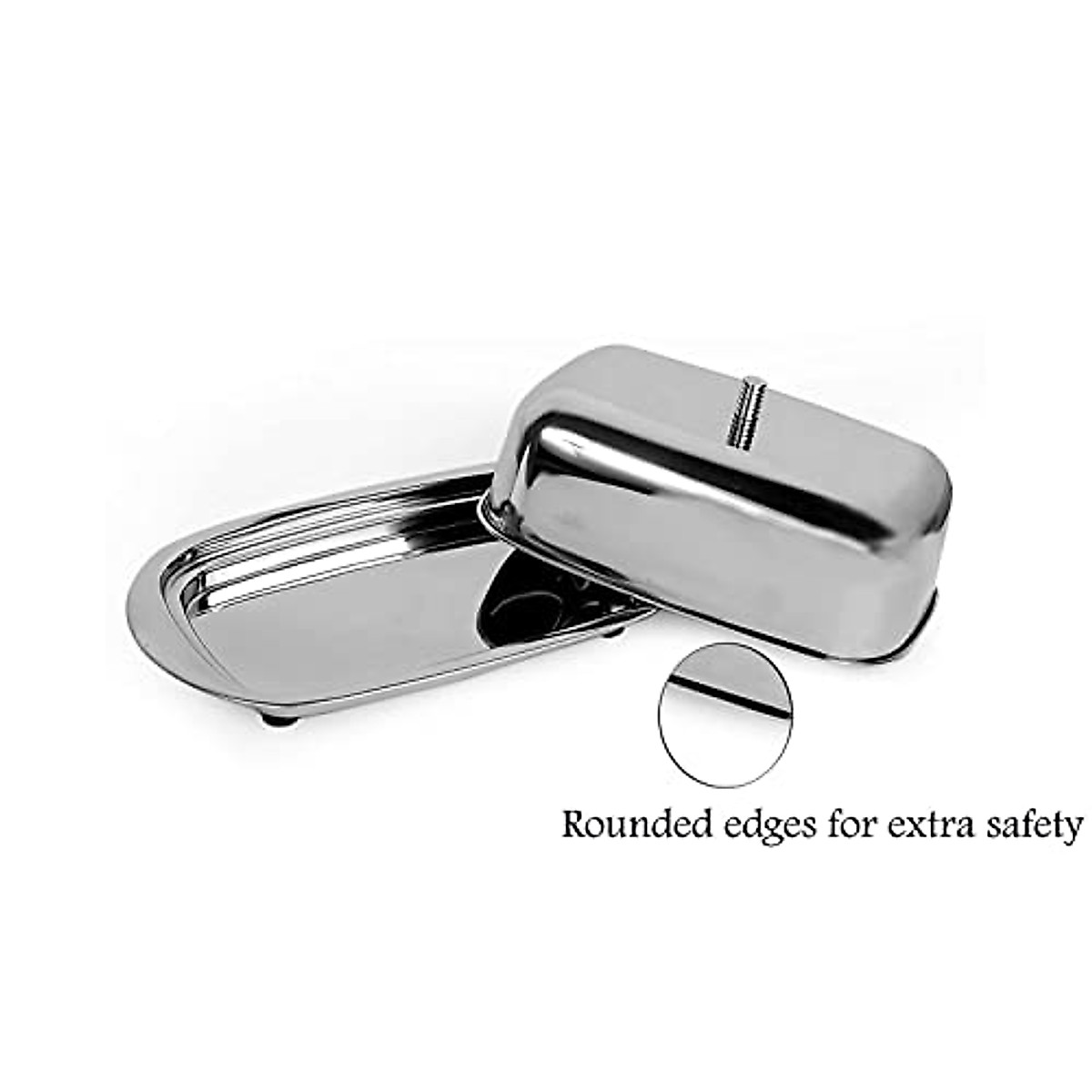 King International Stainless Steel Large Butter Dish, Butter Box with Lid, Butter Container,6.20 Inch Half Kg Butter Box, Fridge Storage Container for White Butter