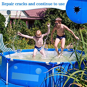 WILLBOND 4 Pcs 23 x 5 Inch Vinyl Pool Repair Patch Kit Large Self-Adhesive PVC Pool Patch Repair Kit Cut-to-Size Inflatable Pool Patches with Scissors for Swimming Pools Inflatable Boat Products(Blue)