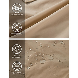 Pausel Men's Hiking Cargo Shorts Big and Tall Summer Capri Pants Travel Shorts with Zipper Pockets for Golf Fishing Camping Khaki 4XL