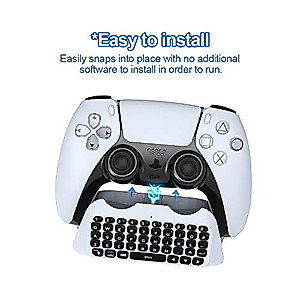 Donop Wireless Bluetooth Keyboard for PS5 Controller, Built-in Speaker & 3.5mm Audio Jack (White)