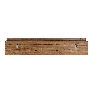Kate and Laurel Levie Farmhouse 4-Knob Wall Shelf, 36 x 7.5 x 4.5, Rustic Brown and Black, Modern Accent Shelf and Coat Hooks for Hanging