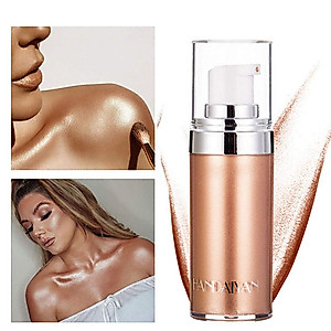 Go Ho Face Body Illuminator,Liquid Highlighter Makeup Drops,Moisturizing Face Luminizer,Waterproof Smooth Liquid Spray Shine Shimmer Glow Foundation Glitter Body Makeup(#2 Rose Golden)