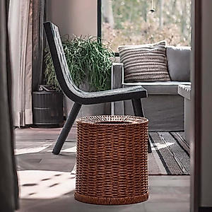 Generic Round Wicker Waste Paper Bin and Basket with Removable Plastic Liner, Drop-in Oval Wicker Waste Basket, Round Organizer Holder for Bathroom, Kitchen, Bedroom, Home, Office (Size : 12L)(8L)
