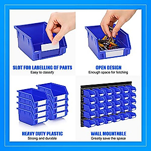 30 Pcs Wall Mounted Storage Bins Without Rack Plastic Hanging Parts Bins 5 x 4 x 3 Inches Open Front Small Screw Organizers Wall Mount Tools Organizers for Kitchen Workshop Classroom Office Parts