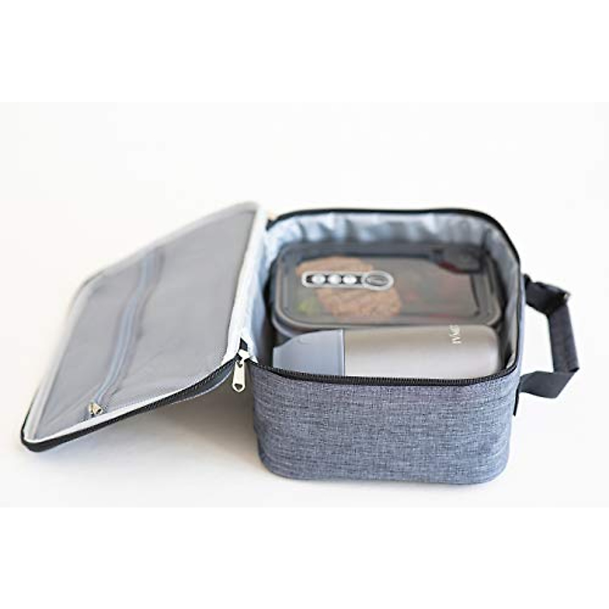 IVMET 3-Piece Lunch Bag Kit Insulated Bento Lunch Box Food Jar Vacuum Stainless Steel thermos with Spoon Leak Proof Hot Cold for Kids Adults School Office Picnic Travel Outdoors (Grey, 24 oz / 730 ml)