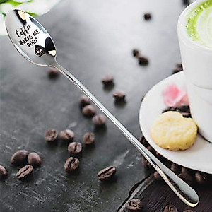 THREE HUMAN Coffee Makes Me Poop Funny Engraved Spoon, Unique Gift For Coffee Lover, Grandpa, Grandma, Mother, Father, Thanksgiving, Christmas Gifts