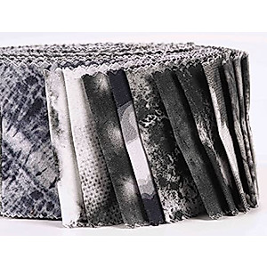 Soimoi 40Pcs Tie Dye Print Cotton Precut Fabrics for Quilting Craft Strips 2.5x42inches Jelly Roll - Black