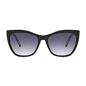Sofia Vergara x Foster Grant Women's Sofia Sunglasses Cat Eye, Crystal Clear and Black, 55 mm