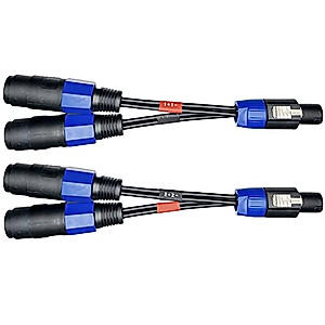CNCESS CESS-203 Unbalanced 4-Pole Type Speakon Plug Break Out to Dual 2-Pole Type Female Speakon Jacks