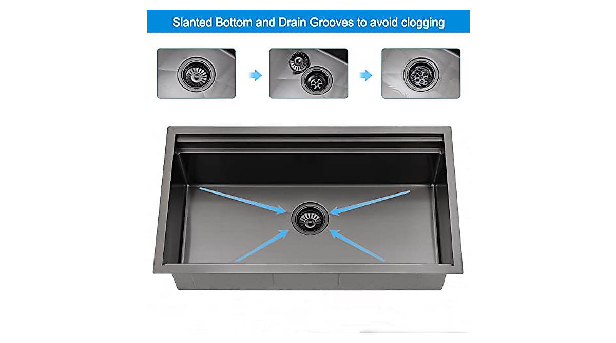 VOKIM 33-Inch Undermount Kitchen Sink - Premium Workstation