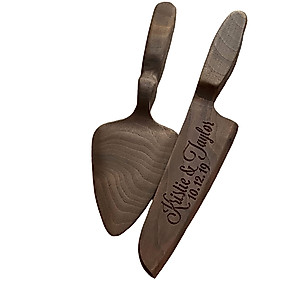 Personalized Cake Serving Set, Laser Engraved Cake Set,Wedding Gift,Anniversary Gift,Wooden Knife And Server,Rustic Cake Set,Wedding Cake Cutting Set, Farmhouse Cake Server