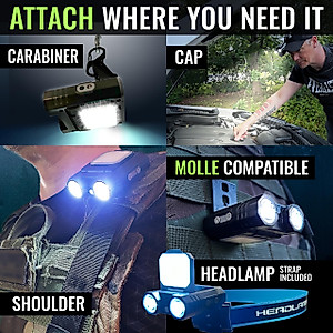 AVANTO Cap Light, Original, USB-C Rechargeable Clip On Flashlight, Molle Compatible Shoulder and Vest Light, USB-C Rechargeable, Hard Hat Lights Clip On, Hands Free Flashlights