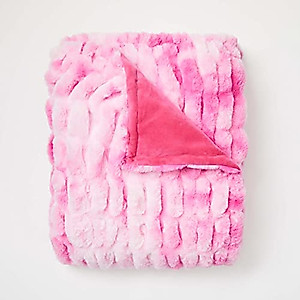 Dormify Faux Fur Throw Blanket | 50" x 60" | Hot Pink | Reversible Dual Sides | Supersoft Accent & Decor | Dorm or Bedroom Essential