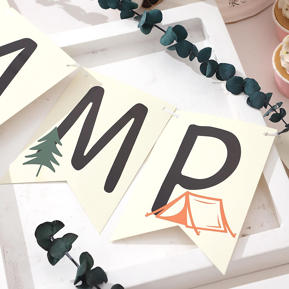 VAVAYAO A Happy Camper Card Banners - Little Explorer Banner, Happy Birthday Camper, More Fun Birthday, Keep Hiking, Our Happy Campers, Happy Campers Birthday Decorations, Campfire, Adventure Waiting, Woodland, A Happy Camper, Camping custom made.