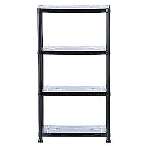 Black Plastic Shelf 4 Shelves 15 inches D x 28 inches W x 52 inches H - Storage Shelves - Storage Rack - Plastic Shelving Unit - Kitchen Shelves.