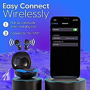 TALK WORKS True Wireless Earbuds - Gaming Headphones Compatible with BT 5.0, Passive Noise Cancellation, Smart Touch Controls, Easy to Connect, USB-C Charging Cable Included, Black (04877)