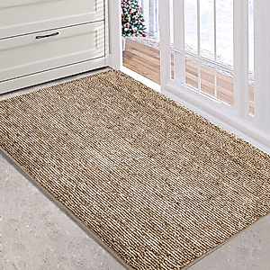 REFETONE Indoor Doormat, Front Door Mat 24"x36" Absorbent Rubber Backing Non Slip Back Door Mats, Machine Washable Low-Profile Entry Rug, Resist Dirt Inside Floor Mat Door Rugs for Entryway, Coffee